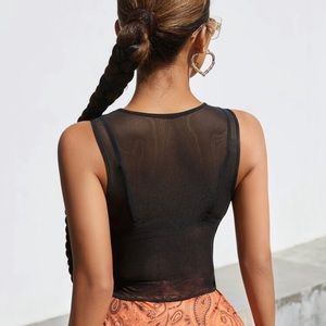 Tops | Nwt Stitching Mesh Crop Tank Top Xs | Poshmark